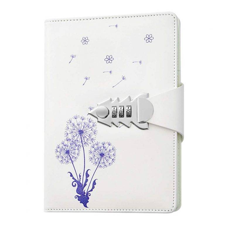 A5 Leather Journal with Lock, Password Lock Diary, Flower Garden ...