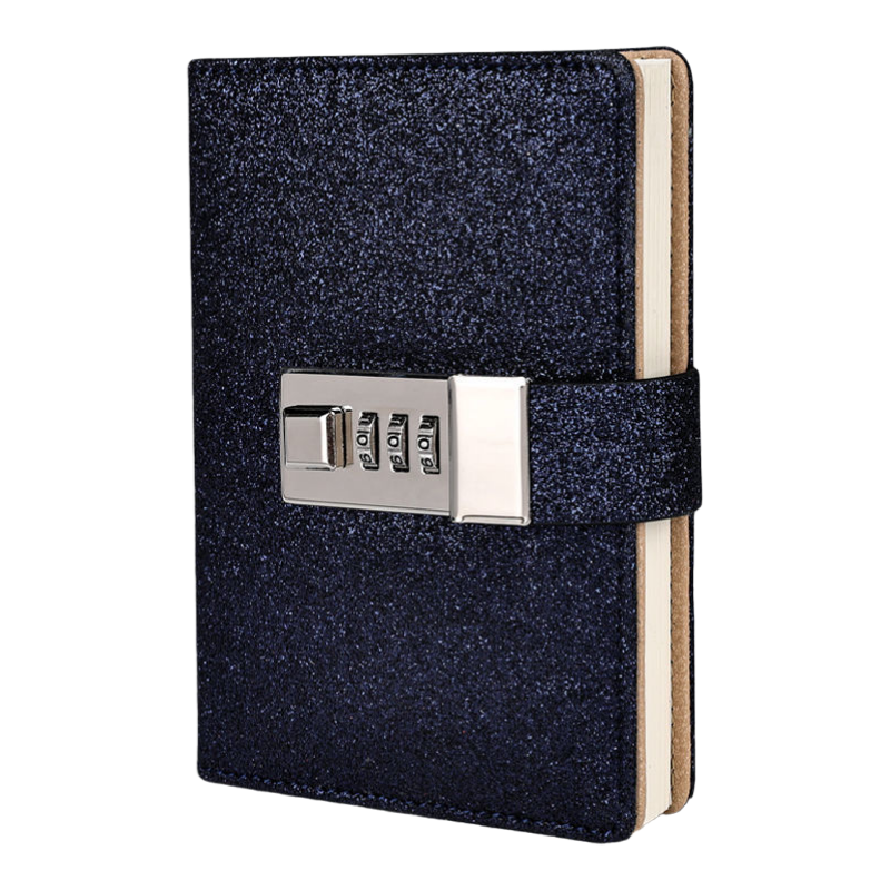 A7 Glitter Leather Notebook with Password Lock for Girls - Notebookpost