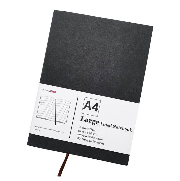 A4 Notebook, 400 Lined Pages, Soft Leather Cover - Notebookpost