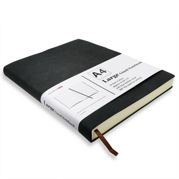 A4 Notebook, 400 Lined Pages, Soft Leather Cover - Notebookpost
