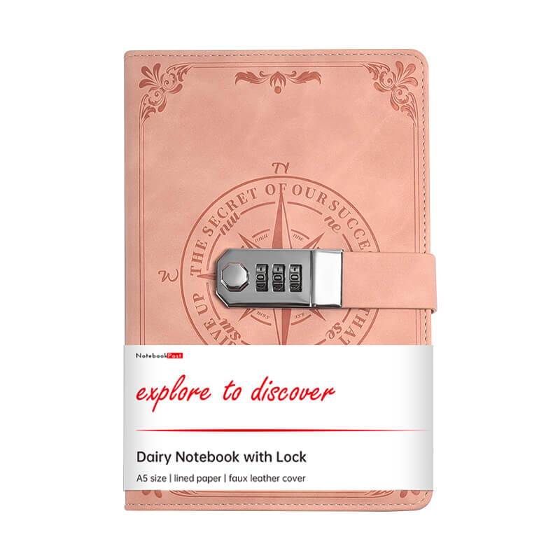Vintage A5 Leather Diary with Lock Compass Cover Thick 412 Pages, Gift ...